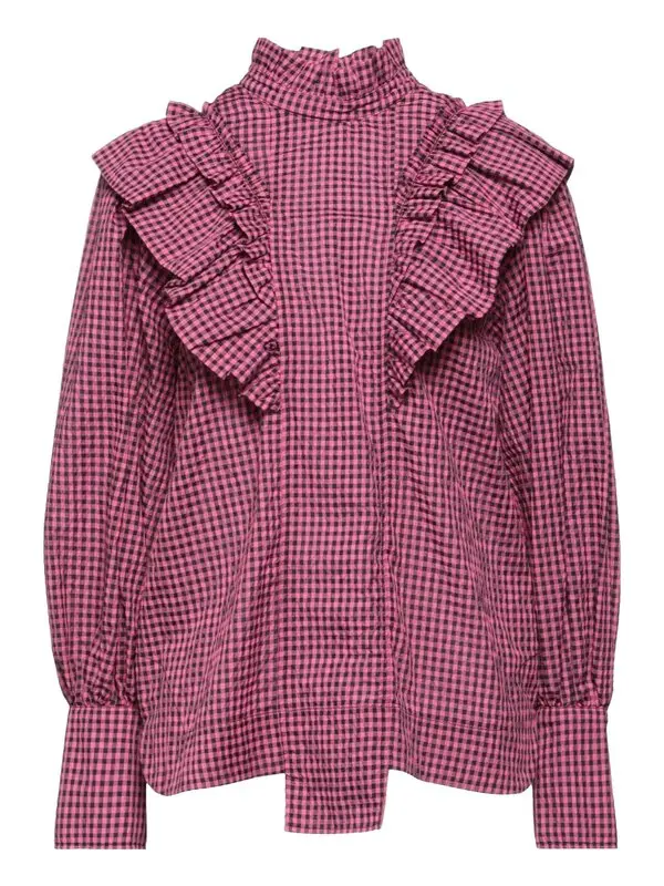 GANNI Plaid Long-sleeved Cover-up - Pink