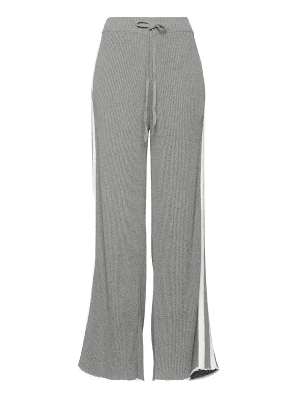 MAISON MARGIELA Ribbed Knit Wide-leg Pants With Side Stripes - Gray