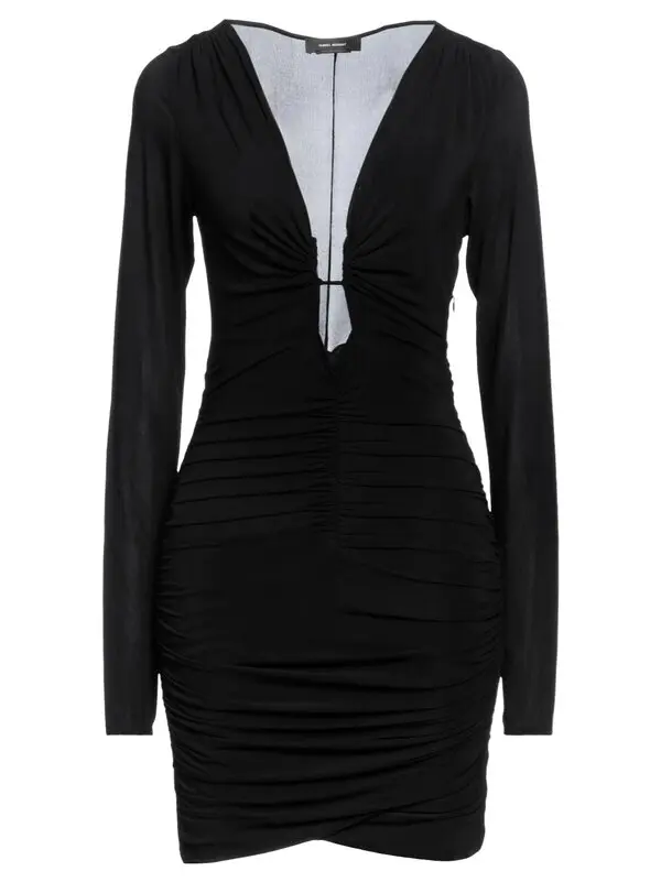 Isabel Marant Étoile Long Sleeve Deep V Neckline Mini Dress - Black