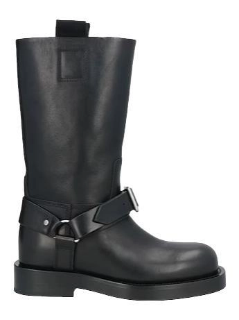 Burberry Tall Leather Boots With Square Heel - Black
