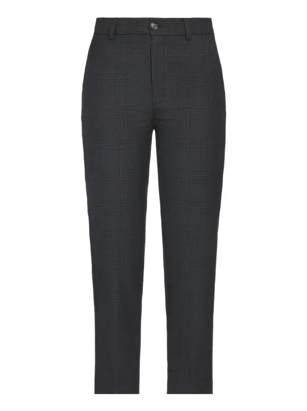 GANNI Glen Plaid Stretch Tailored Trousers - Black