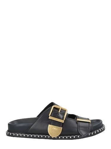 Chloé Flat Sandals With Buckle Strap - Black