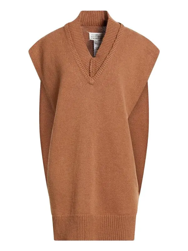 MAISON MARGIELA Sleeveless V-neck Knit Jumper - Brown