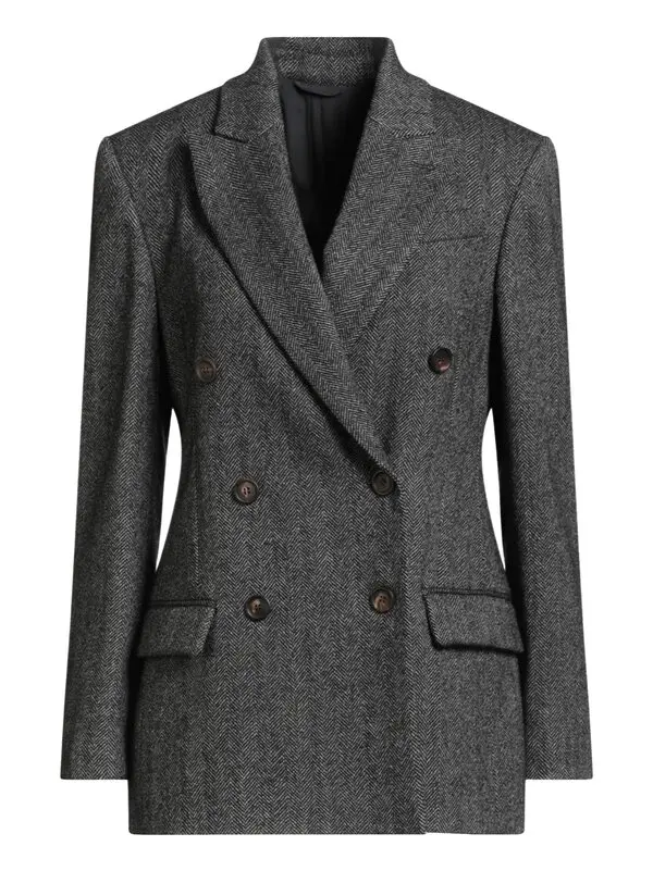 Brunello Cucinelli Double-breasted Flannel Blazer - Black