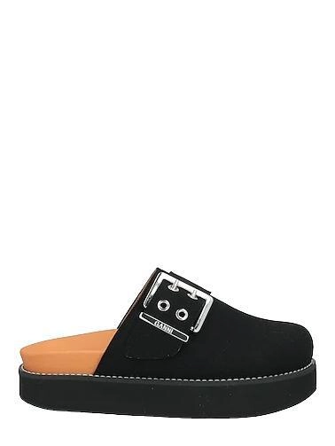 GANNI Solid Color Mules With Buckles - Black