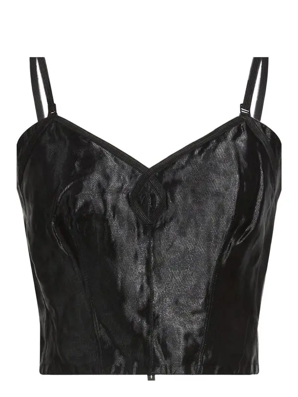 MAISON MARGIELA Deep Neckline Cropped Top - Black