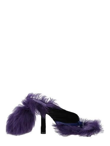 Burberry Shearling Embellished Heeled Sandals - Black