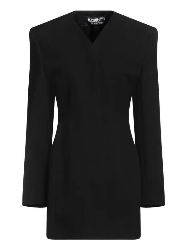 Jacquemus Fitted V-neck Long Sleeve Dress - Black