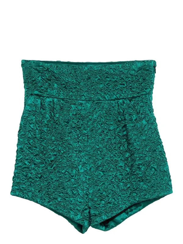 Saint Laurent High-waisted Textured Shorts - Green