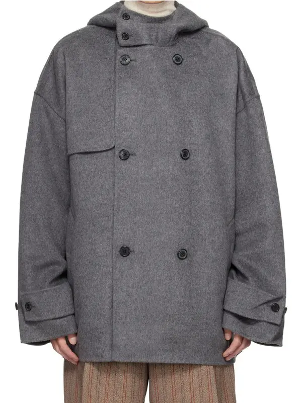 J.W.ANDERSON Double-breasted Hooded Jacket - Grey