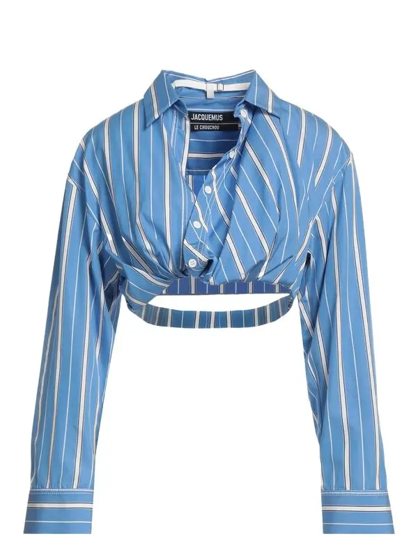 Jacquemus Striped Shirt With Classic Collar And Long Sleeves - Light Blue