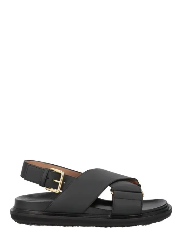 Marni Round Toe One-strap Sandals - Black
