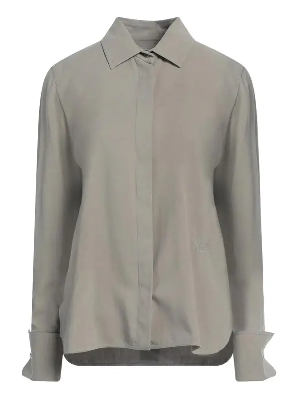 Max Mara Twill Shirt With French Cuffs - Gray