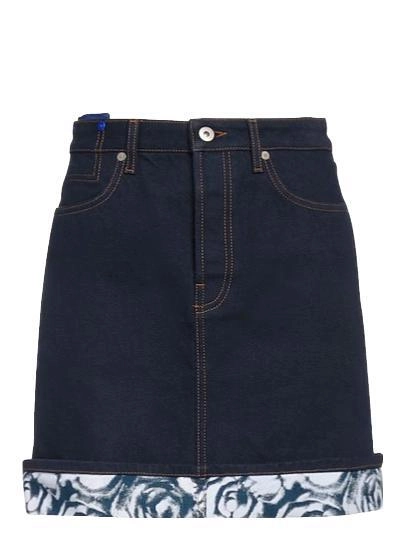 Burberry Dark Wash Denim Pencil Skirt With Logo Detail - Black