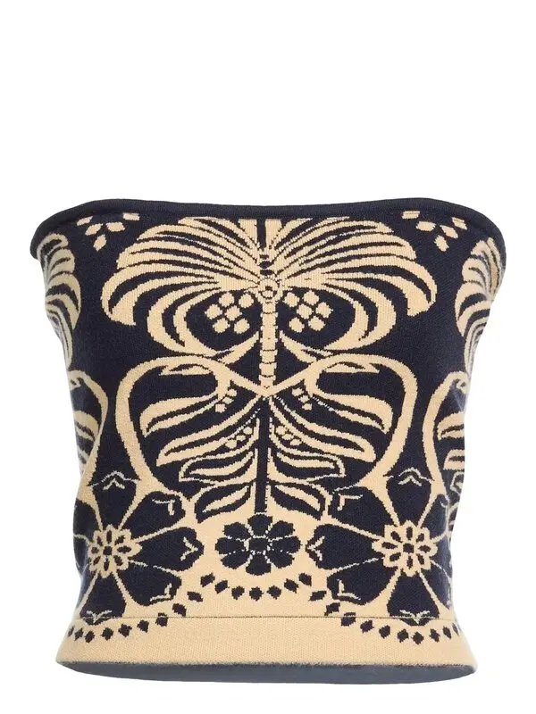 Farm Rio Sleeveless Floral Print Strapless Top - No