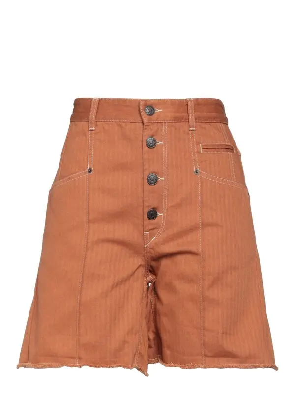 Isabel Marant Étoile High-waisted Button-down Shorts With Fringed Hem - Brown