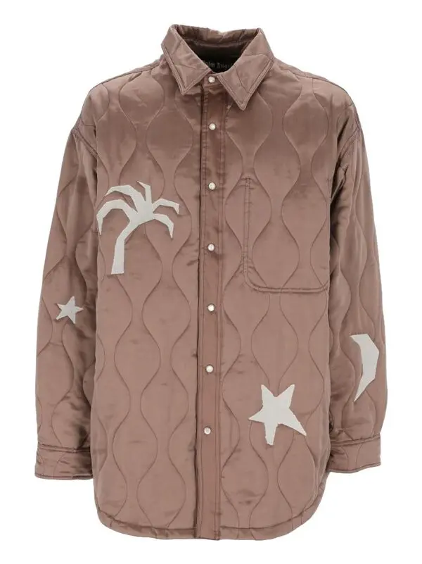 Palm Angels Logo Quilted Jacket - Brown