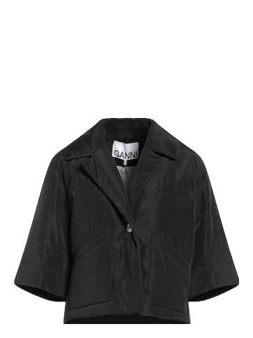 GANNI Cropped Jacket With Pockets - Black
