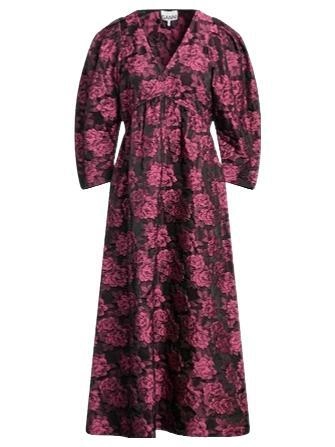GANNI Jacquard Floral-print Midi Dress - Red