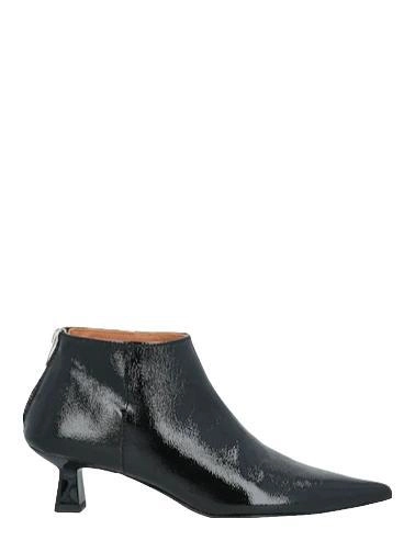 GANNI Patent Leather Ankle Boots - Black