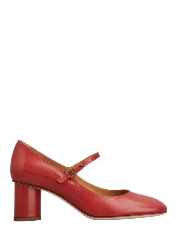 TOD'S Mary Jane Heels With T Timeless Logo - Red