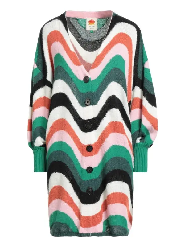 Farm Rio Colorful Jacquard Knit Cardigan - Green