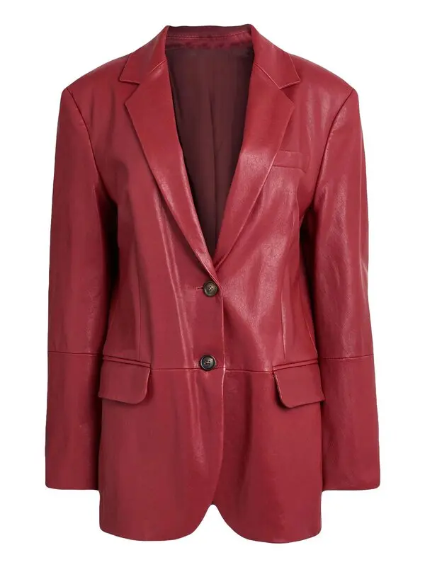 Brunello Cucinelli Single-breasted Leather Blazer - Red