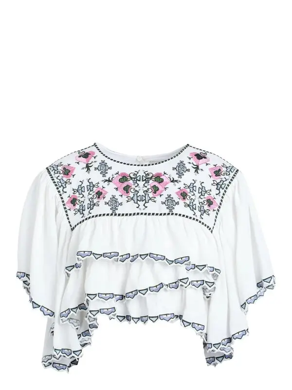 Isabel Marant Étoile Multicolor Spliced Ruffled Top - White