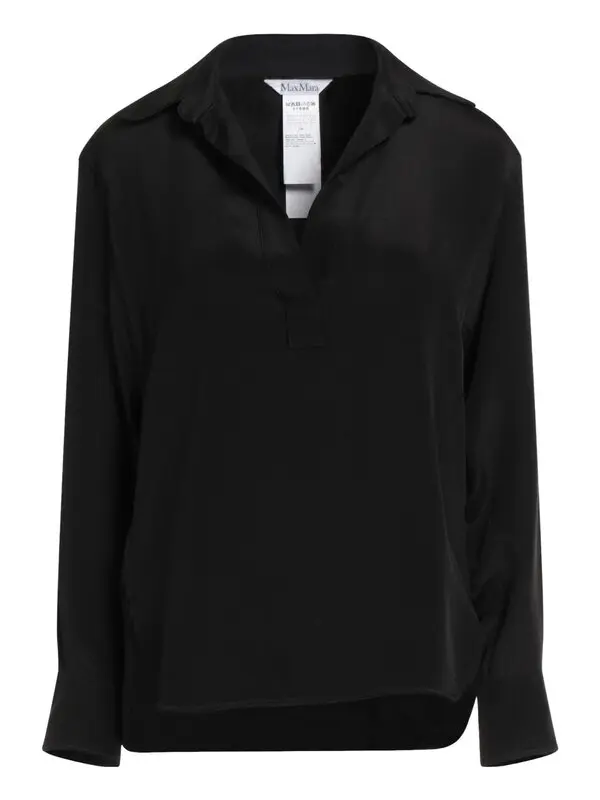 Max Mara Long-sleeved V-neck Cover-up - Black