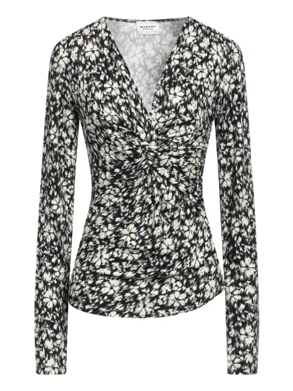 Isabel Marant Étoile Floral Print V-neck Long Sleeve Top - Gray