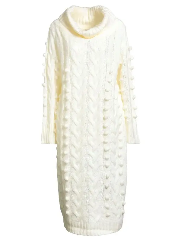 Farm Rio Long-sleeved Embellished High Collar Dress - White