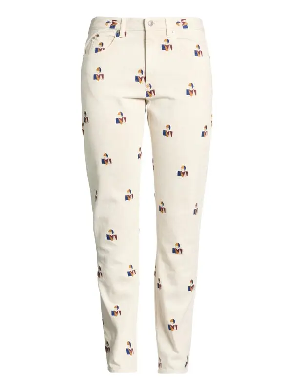 Isabel Marant Étoile Embroidered Tapered Denim Trousers - White