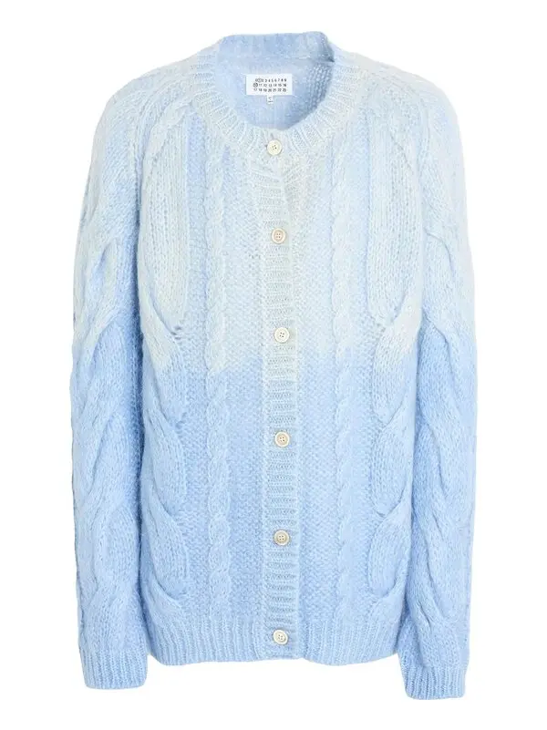 MAISON MARGIELA Long Sleeve Cable Knit Cardigan - Blue