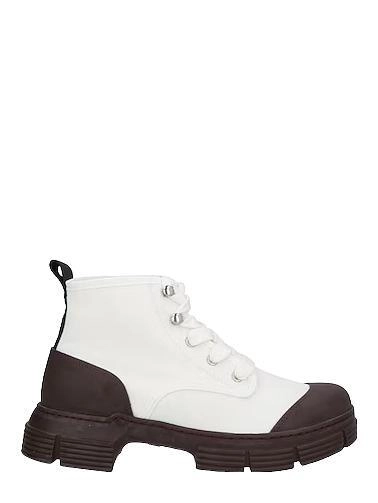 GANNI Two-tone Canvas Lace-up Platform Boots - White