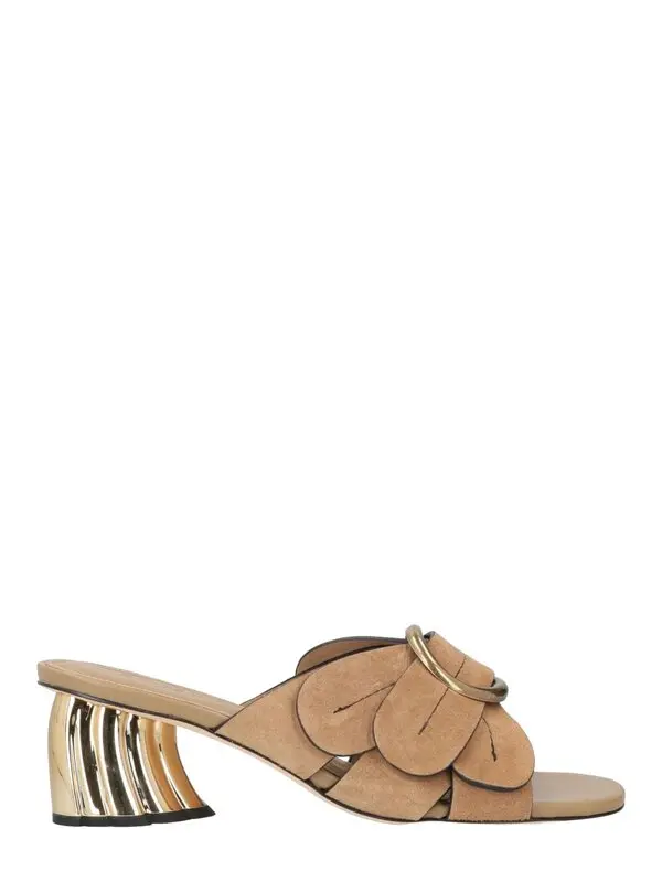 Farm Rio Suede Embellished Heeled Sandals - Nude