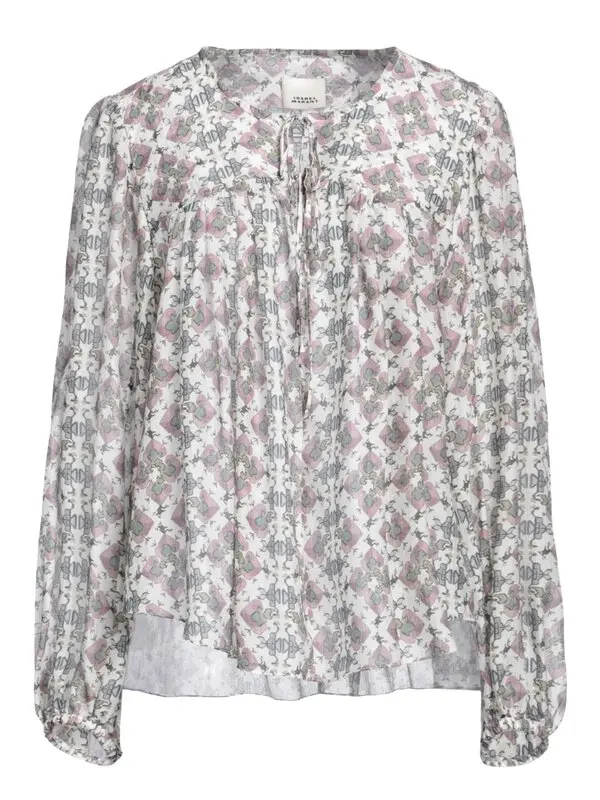 Isabel Marant Étoile Floral Print Tie Neck Long Sleeve Cover-up - Gray