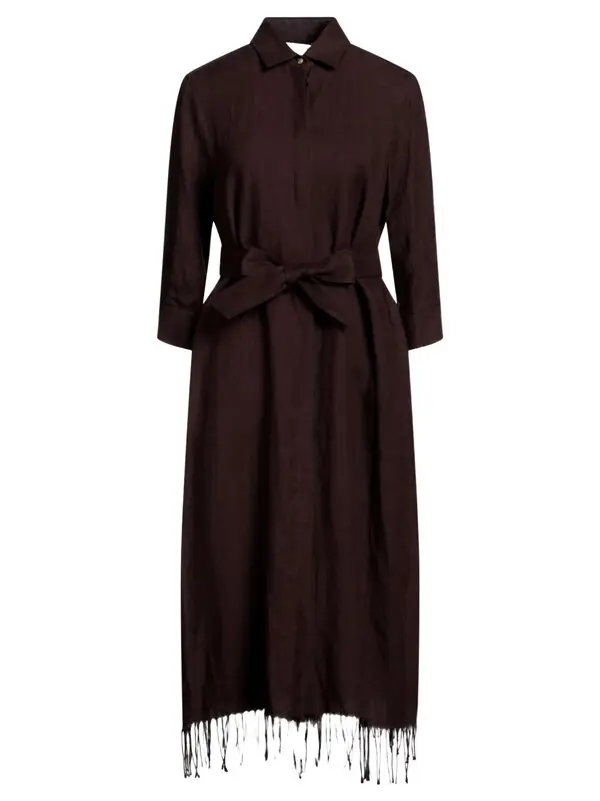 Max Mara Linen Shirt Dress With Fringe Detail - Black