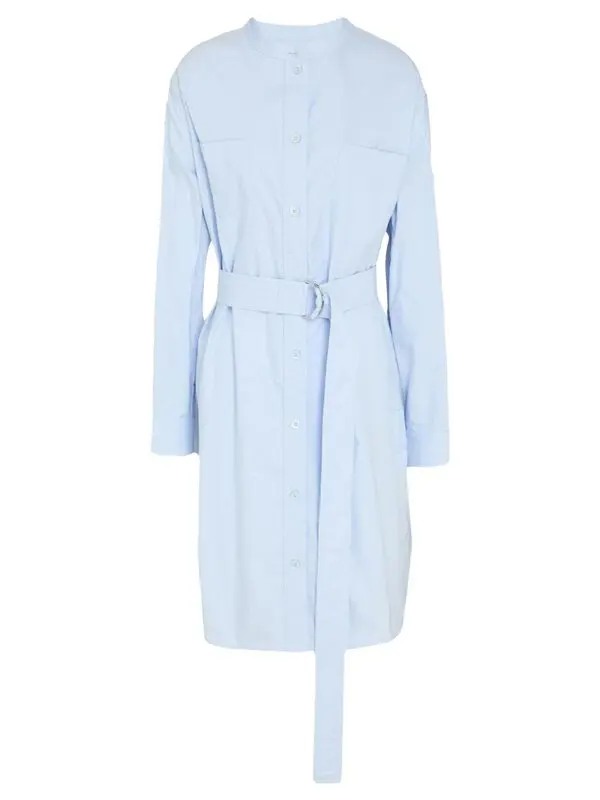 Burberry Long Sleeve Shirt Dress With Belt - Blue