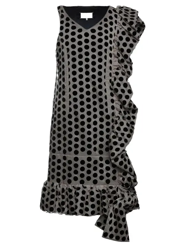 MAISON MARGIELA Polka Dot Sleeveless Dress - Black