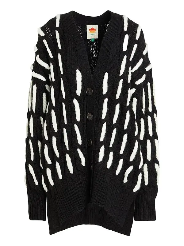 Farm Rio Two-tone Cardigan - Black