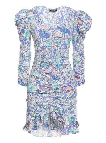 Isabel Marant Étoile Patchwork Chiffon Long Sleeve V-neck Dress - Gray