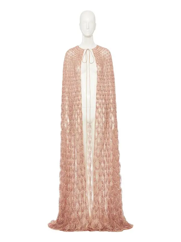 Valentino Garavani Embellished Tie-waist Cape - Nude