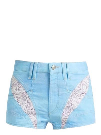 Isabel Marant Étoile Printed Denim Shorts - Blue