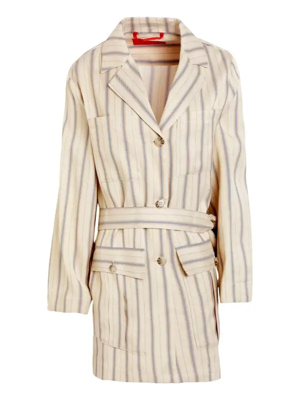 MAXCO. Max&co. Striped Long Sleeve Jacket With Belt - Nude