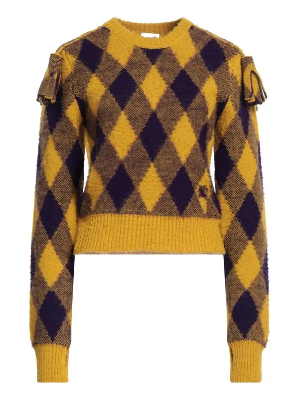 Burberry Wool Geometric Print Crewneck Jumper With Tassels - Multicolor