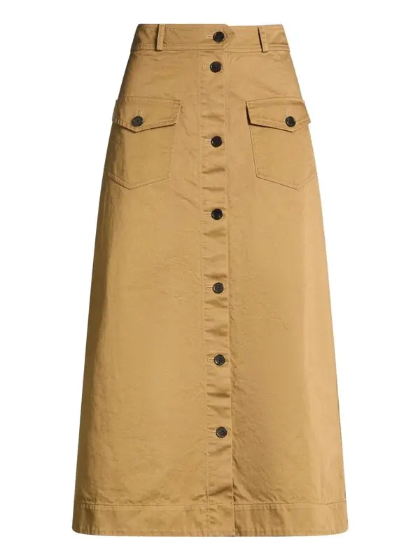 Saint Laurent Liner-free Solid Color Flared Skirt - Nude