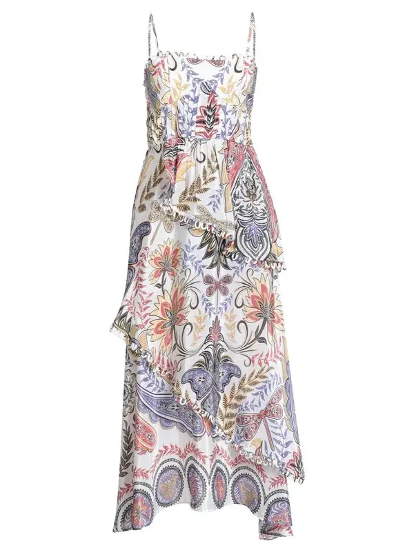 Farm Rio Floral Print Layered Slip Dress - White