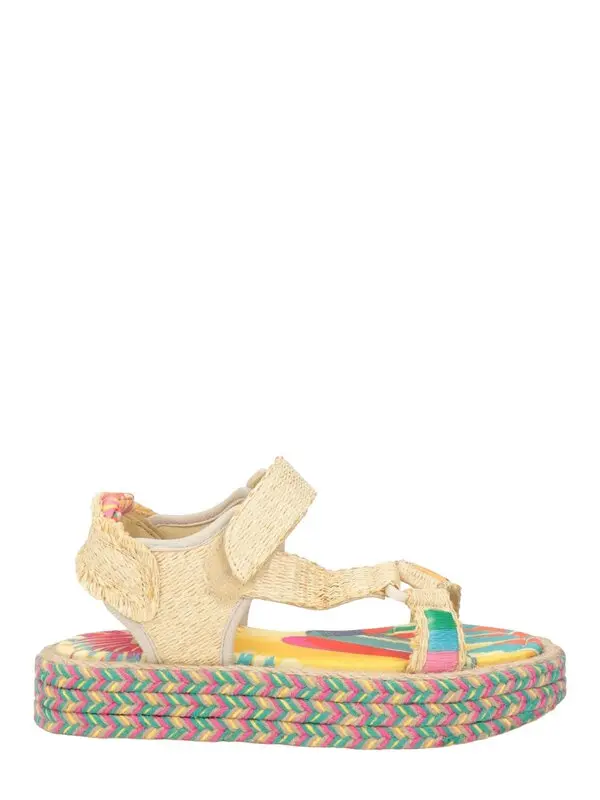 Farm Rio Woven Platform Espadrille Sandals - Nude