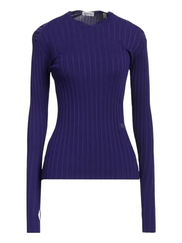 Burberry Ribbed Crew Neck Long Sleeve Knit - Blue