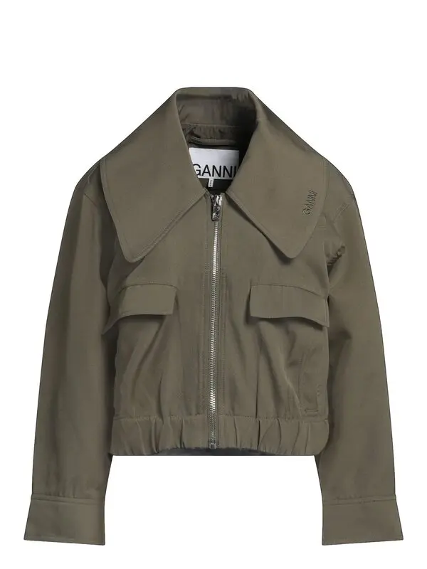 GANNI Embroidered Logo Casual Jacket - Green